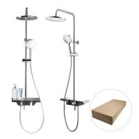 China Chrome Copper Bathroom Round Head Shower Set And Rain Shower Mixer Set for sale