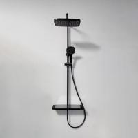 China Wall Mounted Black Rain Shower Set 304 Stainless Steel Bathroom Faucet 13 inch ABS Top Spray for sale