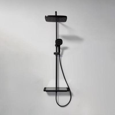 China Wall Mounted Black Rain Shower Set 304 Stainless Steel Bathroom Faucet 13 inch ABS Top Spray for sale