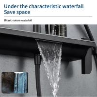 China Wall Mounted Black Rain Shower Set 304 Stainless Steel Bathroom Faucet 13 inch ABS Top Spray for sale