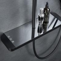 China Wall Mounted Black Rain Shower Set 304 Stainless Steel Bathroom Faucet 13 inch ABS Top Spray for sale