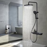 China Black Wall Mounted Stainless Steel Rain Shower Set Mixer Faucet 13 inch for sale