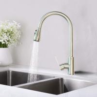 China 304 Stainless Steel Kitchen Mixer Sink Faucet with Pull Out Sprayer Chrome 15cm for sale