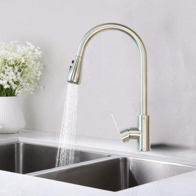 China 304 Stainless Steel Kitchen Mixer Sink Faucet with Pull Out Sprayer Chrome 15cm for sale