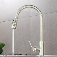 China 304 Stainless Steel Kitchen Mixer Sink Faucet with Pull Out Sprayer Chrome 15cm for sale