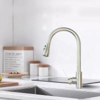 China SUS304 Stainless Steel Brushed Single Handle Kitchen Mixer Faucet 15cm Deck Mounted for sale