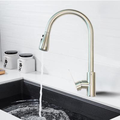 China SONSILL 304 Stainless Steel Kitchen Faucet Hot Cold Pull Out 51cm Rotating Modern for sale