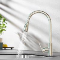 China SONSILL 304 Stainless Steel Kitchen Faucet Hot Cold Pull Out 51cm Rotating Modern for sale