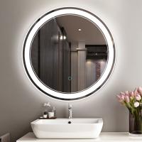 China Wall Mounted Round LED Bathroom Mirror 800x600mm Custom Aluminum Frame for sale