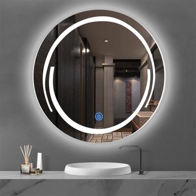 China Modern Round LED Bathroom Mirror 800x600mm Wall Mounted Touch Sensor Anti-Fog for sale