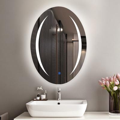 China Aluminum Oval LED Bathroom Mirror 800x600mm Wall Mounted Vanity Mirror with Lights for sale