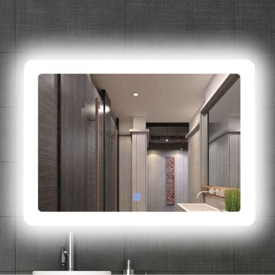 China 800x600mm Rectangle LED Bathroom Mirror 4mm Aluminum Frame Anti-Fog Wall Mounted for sale