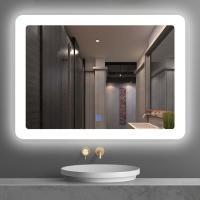 China 800x600mm Rectangle LED Bathroom Mirror 4mm Aluminum Frame Anti-Fog Wall Mounted for sale