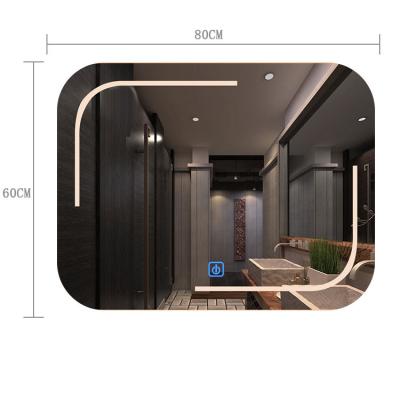 China SONSILL Aluminum LED Bathroom Mirror 800x600mm Wall Mount Touch Sensor Anti-Fog for sale