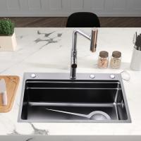 China Nano Silver Single Slot Stainless Steel Kitchen Sink 660x405mm Inner Basin 220mm Depth for sale