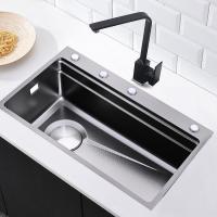 China Nano Silver Single Slot Stainless Steel Kitchen Sink 660x405mm Inner Basin 220mm Depth for sale