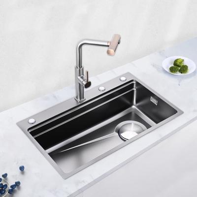China SONSILL 700x445x215mm 304 Stainless Steel Kitchen Sink 0.95mm Thickness Nano Silver for sale