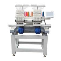 China 12 15 Needles Double Two 2 Heads Flat Embroidery Machine for Hat Cap T shirt at OPEK for sale