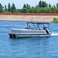 China Single Layer Fibreglass Pontoon Boat 30FT 20-23 Person For Leisurely Cruises for sale