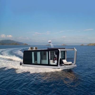 China 4.0m Width Floating Party Boat Aluminum Luxury Houseboat For 16 Person for sale