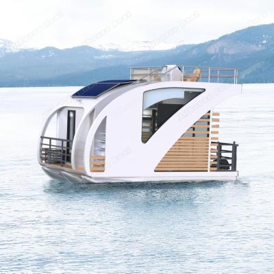 China 6 Person Water Houseboat With Bedroom Pontoon Style Floating Home for sale
