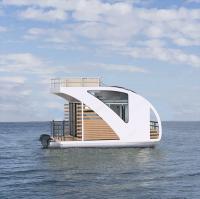 China Aluminum Floating Water House Boat With Living Room 6 Person Capacity for sale