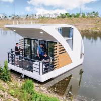 China Luxury Floating Pontoon Houseboats With Living Room Amenities Included for sale