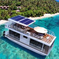 China Customized Aluminum Floating Boat Hotel Pontoon Style Houseboat High Capacity for sale
