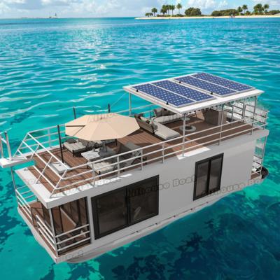 China 4.0m Width Pontoon Type Boat Two Floor Luxury Boathouse For Water Sightseeing for sale
