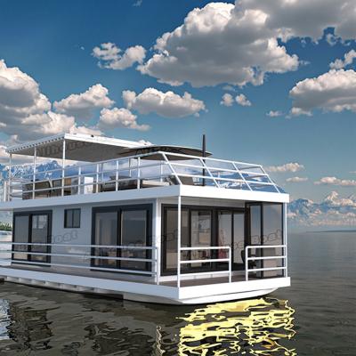 China Aluminum Floating Boat Hotel Luxury And Comfort Water Double Deck Houseboat for sale