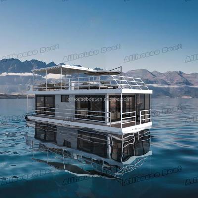 China 11.5m Aluminum Floating Boat Hotel Double Decker With Living Room for sale