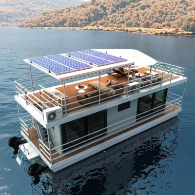 China Aluminum Construction 4.0m Width 2 Story Floating Boat Hotel Party Barge for Sightseeing for sale