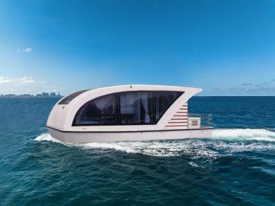 China Aluminum Luxury Floating House Boat 8m Length For Sightseeing for sale
