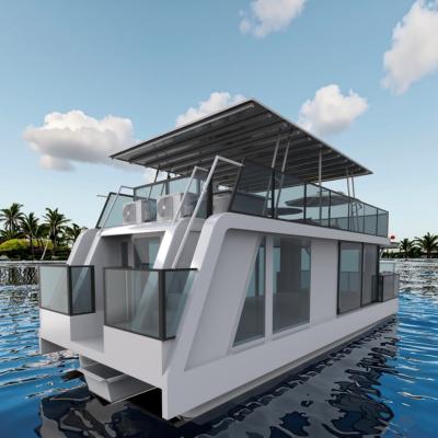 China Robust Construction Luxury Pontoon Boat Aluminum Houseboats Custom Design for sale
