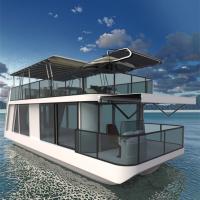 China Double Deck Aluminum House Boat Custom Size Pontoon Style Party Houseboat for sale