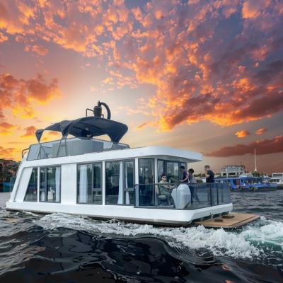 China Aluminum Hull Double Deck Houseboat Boat House Floating for waterfront adventure for sale