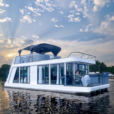China High Capacity Floating Boat House Aluminum Double Deck Houseboat For Recreational for sale