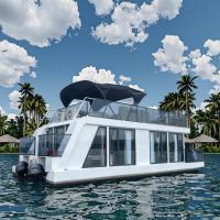 China Recreational Pontoon House Boats Aluminum Hull Houseboat Luxury Style for sale