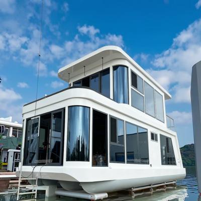 China Small 2 Deck Aluminum House Boat Custom luxury Pontoon Houseboat 25 People for sale