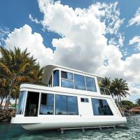 China Double Level Aluminum Floating House Boat For 25 People Capacity for sale