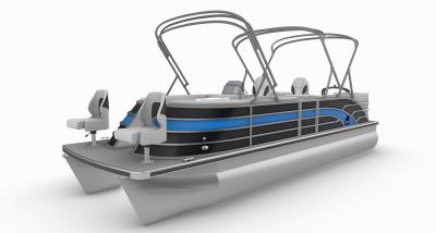 China Aluminum Construction Gasoline Powered Pontoon Boat 2.6m Wide With Navigation Lights for sale
