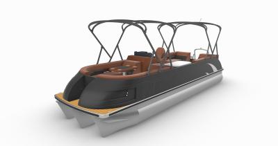 China 25 Ft Electric Fiberglass Hull Pontoon Boat With Stereo System And Fishing Seats for sale