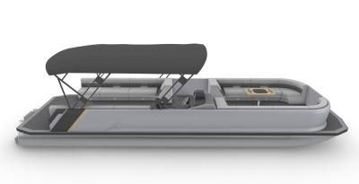 China Leisurely Cruising 12-15 Person Pontoon Style Boat With Fiberglass Hull 30ft for sale