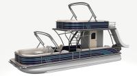 China Aluminum Hull 2 Deck Pontoon Boat With Swim Ladder For Party And Recreational for sale