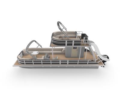 China Aluminum Double Decker Luxury Pontoon Boats	, 30FT 2 Story Party Pontoon Boat for sale
