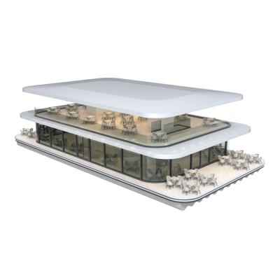 China Aluminium Pontoon Floating Restaurant Boat Double Decker House Boat 200 People for sale