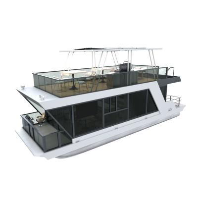 China Luxury Yacht Aluminium Houseboat 30 People Floating Restaurant Boat for sale