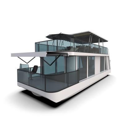 China Customizable Aluminum House Boat Luxury Double Deck Pontoon Houseboat 16 Person for sale