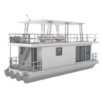 China Custom Size Two Story Aluminum Floating Hotel Houseboat With Bathroom for sale
