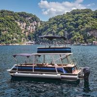 China 25-30FT Aluminum Double Decker Pontoon Boat For 12 People Recreational for sale